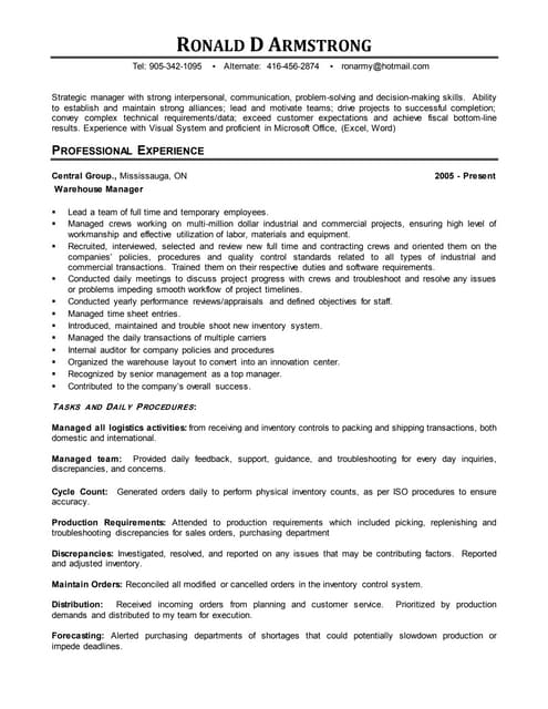 Resume 2 | DOCX | Logistics and Transportation Industry | Industries