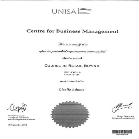 UNISA certificate | PDF
