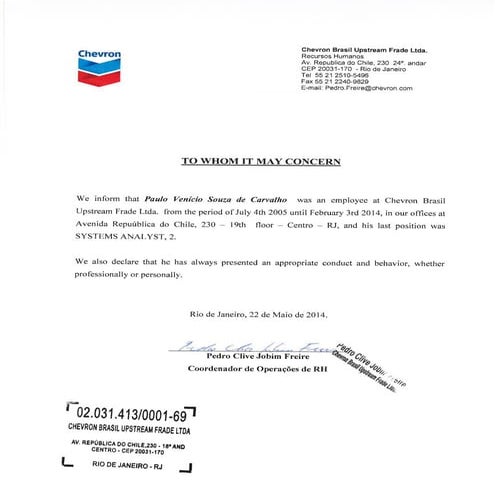 Reference Letter - CHEVRON | PDF