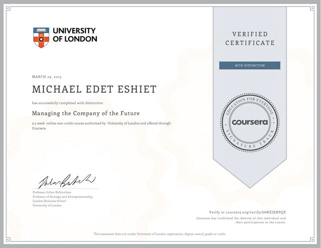 Coursera certificate