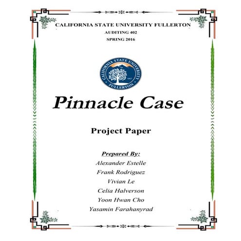 ACCT 402 Pinnacle Project | PDF