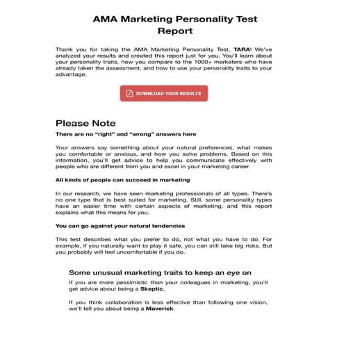 AMA Personality test | PDF