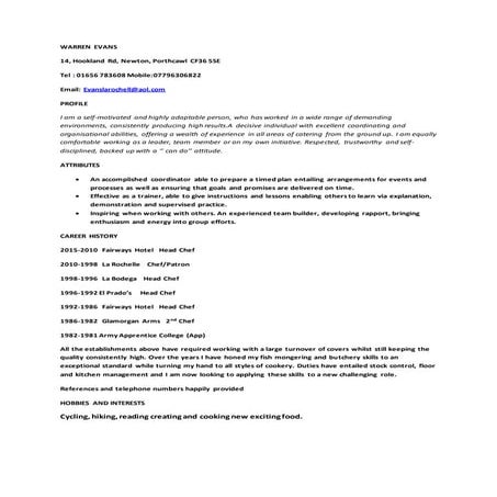 WARREN EVANS cv | PDF