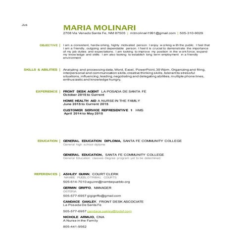 Maria Resume | DOCX | Careers