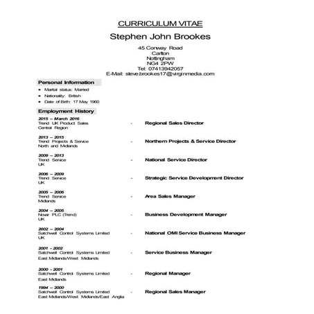 Curriculum Vitae Steve Brookes 010316 | DOCX