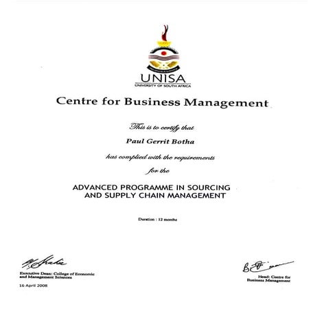 UNISA Advanced Programme | PDF