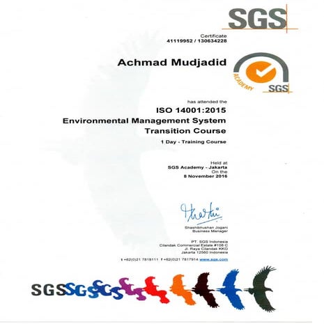 2016-Achmad Mudjadid-SGS Indonesia-ISO 14K 2015 Transition | PDF