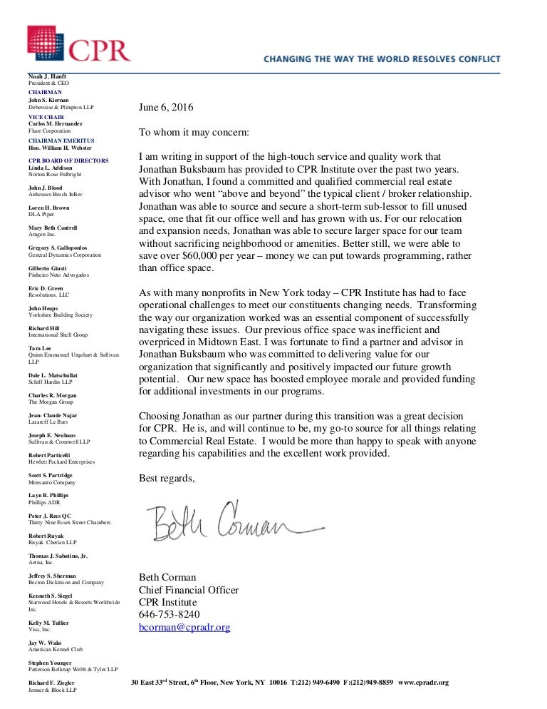 CPR - Recommendation Letter - 6.6