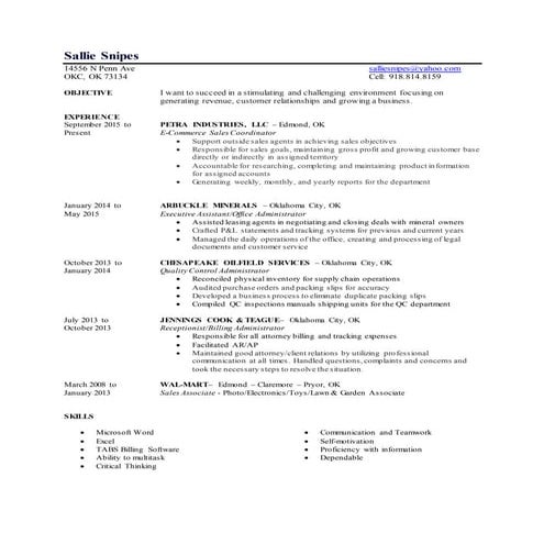 Sallie Snipes - Resume | DOCX