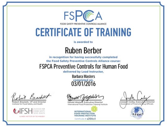Certificado FSPCA | PPT