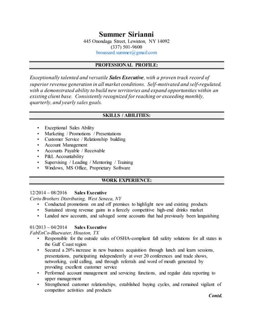 Brewer Resume 06222016 | PDF | Sales | Business