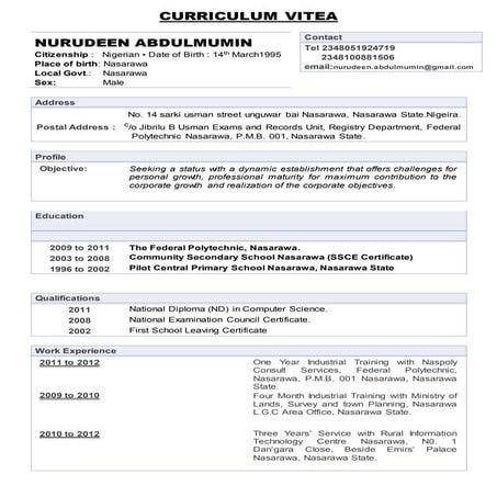 NURUDEEN ABDULMUMIN | DOCX | Education