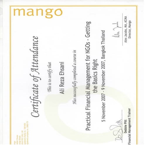 MANGO Training Certificate | PDF