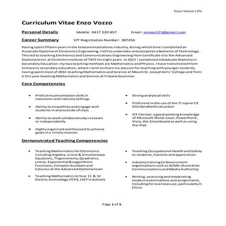 Enzo Vozzo's CV 2015 5p | DOCX