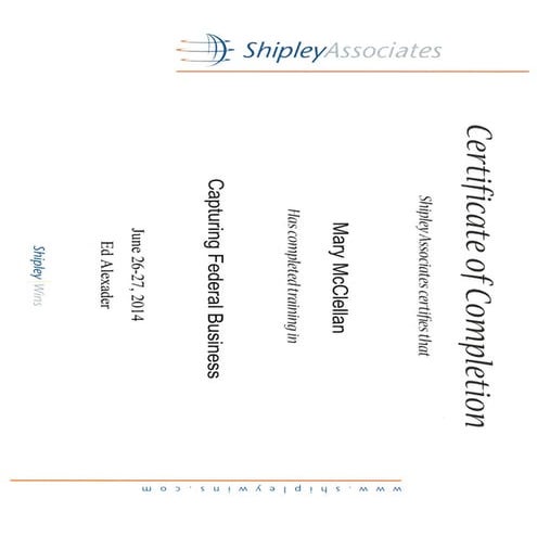 SHIPLEY FED BUSINESS CAPTURE | PDF | Business Administration | Business