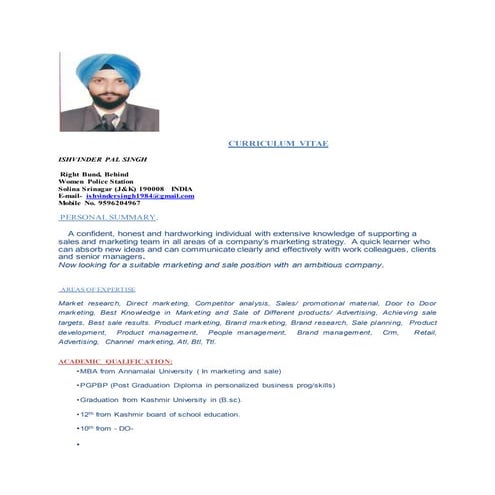 CV OF ISHVINDER PAL SINGH | DOCX