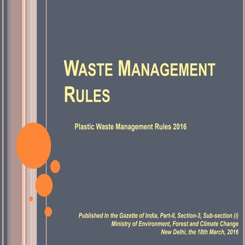 Plastic Waste Management Rules 2016 | PPTX