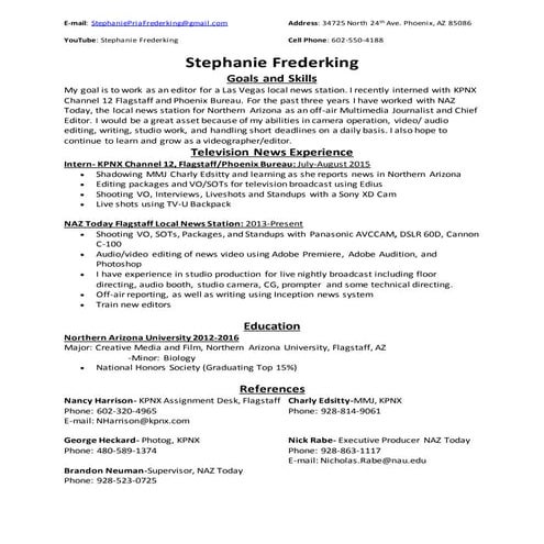 Stephanie Frederking Resume | DOCX