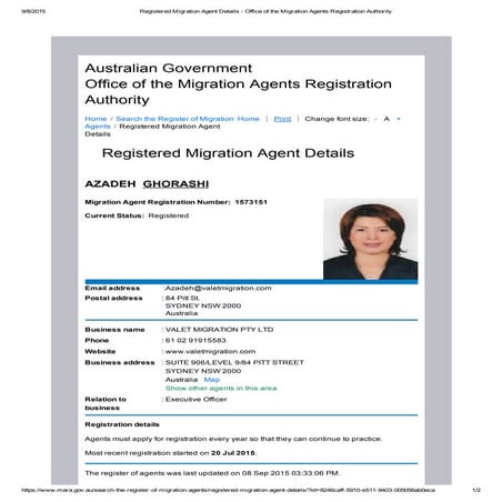 Registered Migration Agent Details - Office of the Migration Agents ...