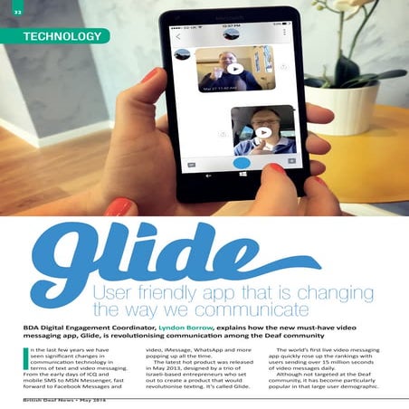 Glide app review - Technology article - 'British Deaf News' Magazine | PDF | Technology & Computing