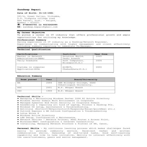 Tendani CV | DOCX