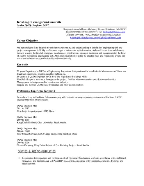 Veera raghavan current cv 10 august 2016 | PDF