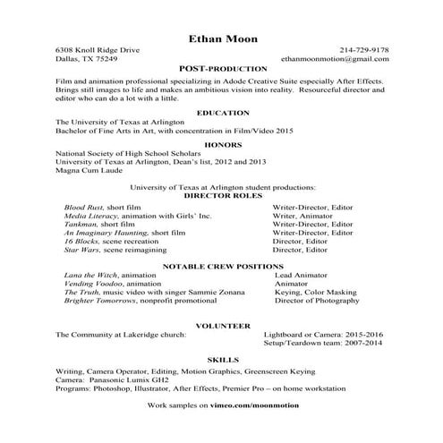 Ethan Moon Resume | PDF