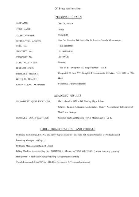 LOUIS HARMSE CV 2015 | PDF