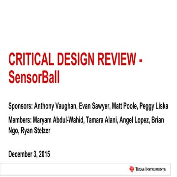 Critical Design Review and Report | PPTX