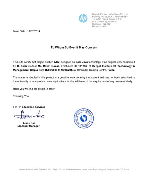 Capgemini internship letter | PDF
