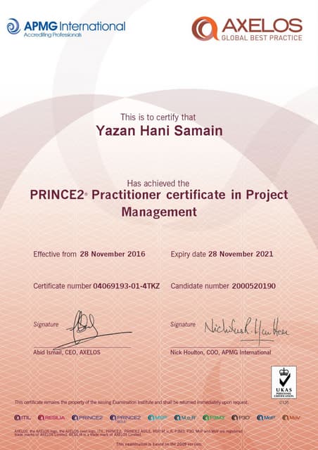 PRINCE2 Foundation Certificate | PDF