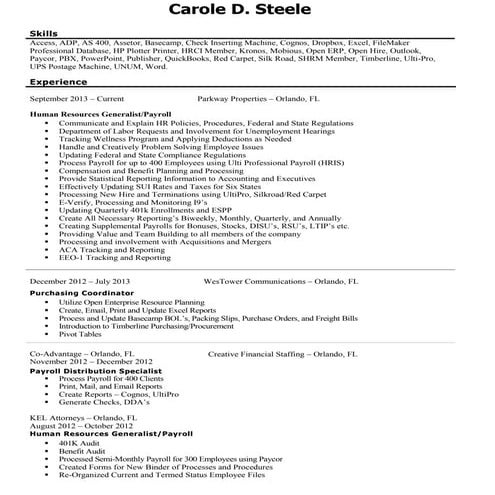 Carole D. Steele Resume 2016 | PDF