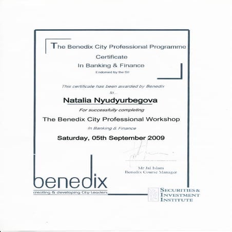 Benedix Certificate | PDF