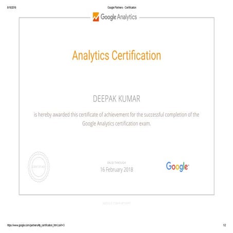 Analytics Google Partners - Certification | PDF