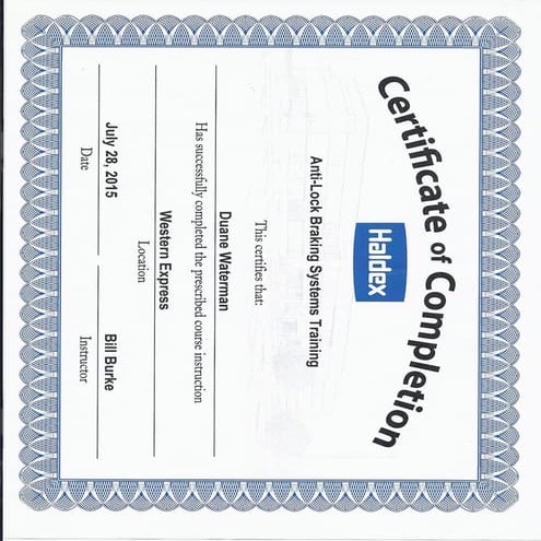Haldex Certificate Braking Sys | PDF
