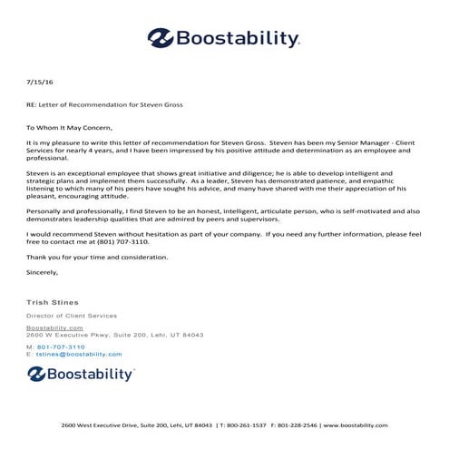 Letter of Recommendation (Supervisor) | PDF