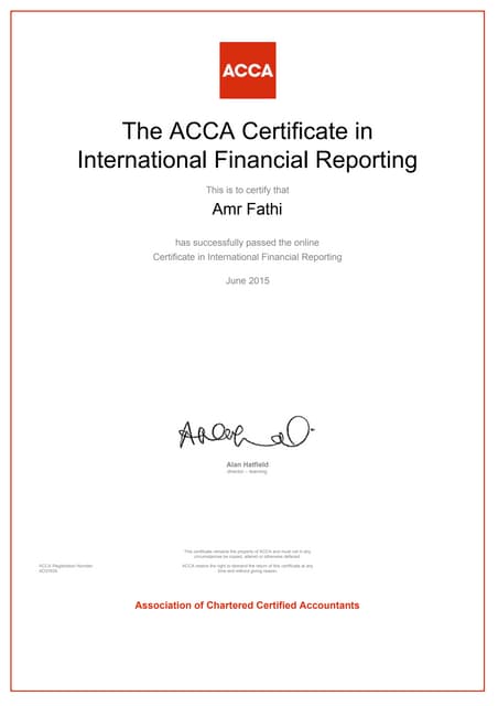 ACCA DIPLOMA CERTIFICATE | PDF