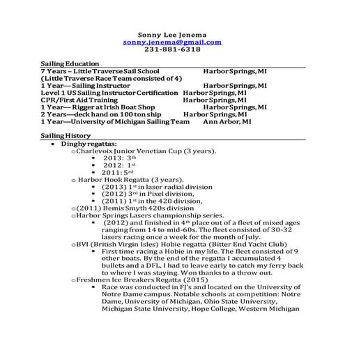 Sailing Resume | DOCX