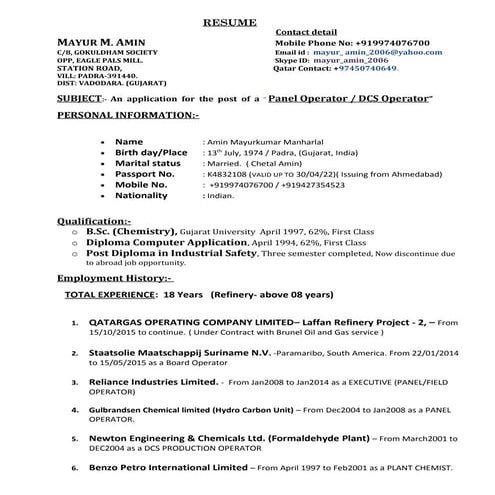 Operation Refinery - Mayur resume | PDF