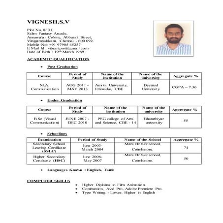 VIGNESH RESUME | PDF