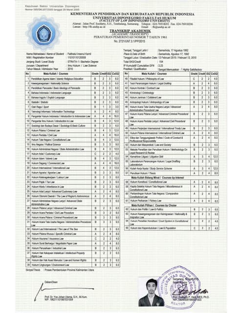 Ijazah & Transkrip Nilai | PDF