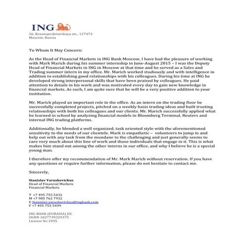ING Reference Letter1 | PDF