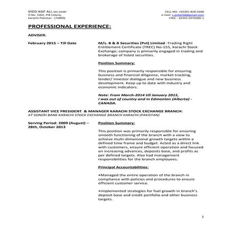 Syed Asif Ali CV PAK16 | PDF