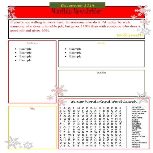 December Newsletter | DOCX | Games and Puzzles | Hobbies & Interests