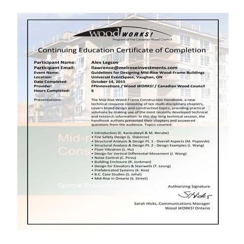 Continuing Education Certificate 14OCT2015 | PDF