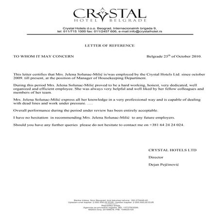 letter of reference Crystal | PDF