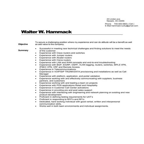 Resume-Walter Hammack | DOC