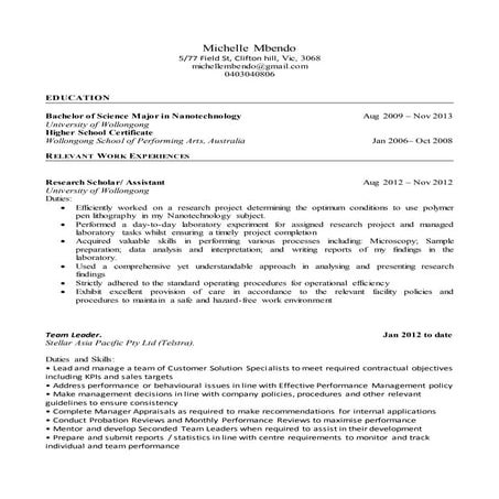 Michelle's Resume......... | DOCX