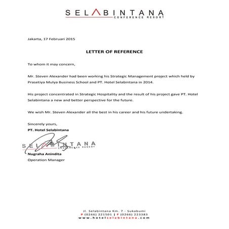 Surat Referensi - Steven Alexander | PDF