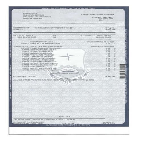 Cynthia Conaway-Shirar CCAF (ATC Radar) Transcripts | DOCX